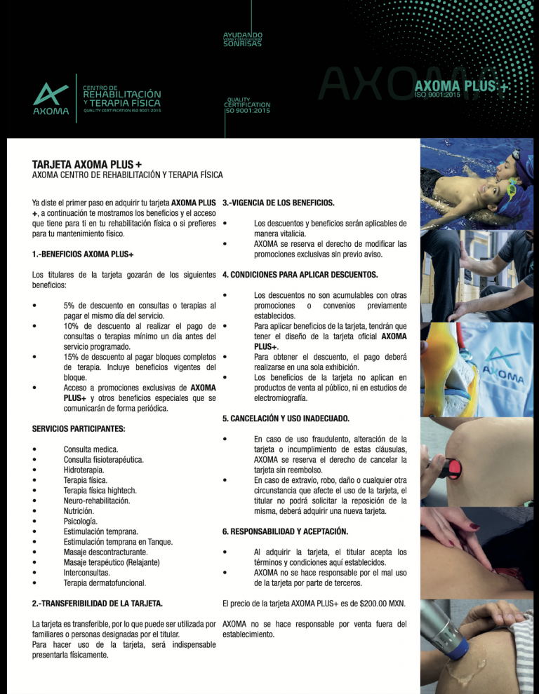 TARJETA AXOMA PLUS+ – FISIOTERAPIA Y TRAUMATOLOGÍA EN PACHUCA